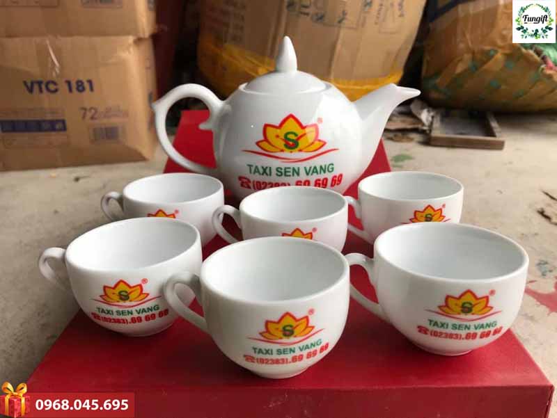 Bộ Ấm Chén Đẹp Giá Rẻ Hà Nội - Ấm Chén Bát Tràng In Logo