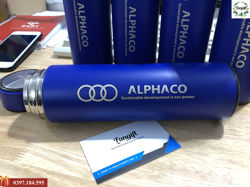 Bình Giữ Nhiệt In Khắc Logo Giá Rẻ Cho Alphaco Làm Quà Tặng Đẹp