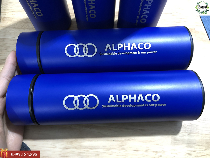 Bình Giữ Nhiệt In Khắc Logo Giá Rẻ Cho Alphaco Làm Quà Tặng Đẹp