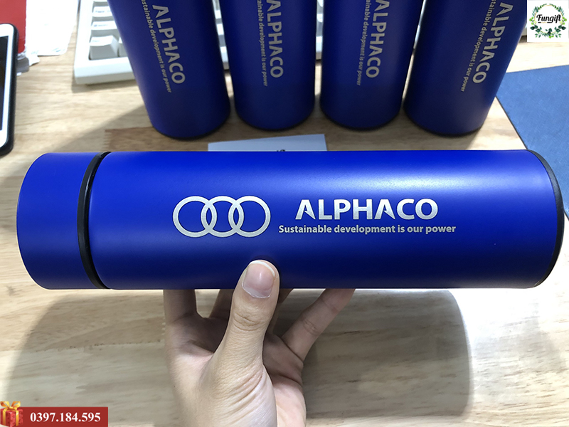Bình Giữ Nhiệt In Khắc Logo Giá Rẻ Cho Alphaco Làm Quà Tặng Đẹp