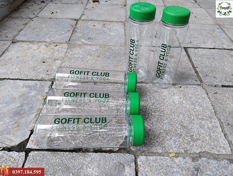 Bình nhựa in logo theo yêu cầu cho Gofit Club Fitness & Yoga